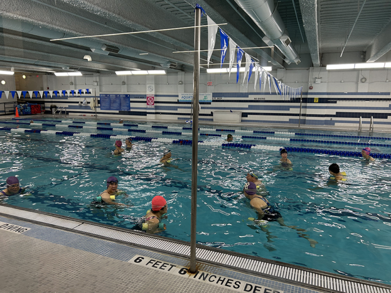 Everyone back in the Houston Street Center pool - and conference center ...